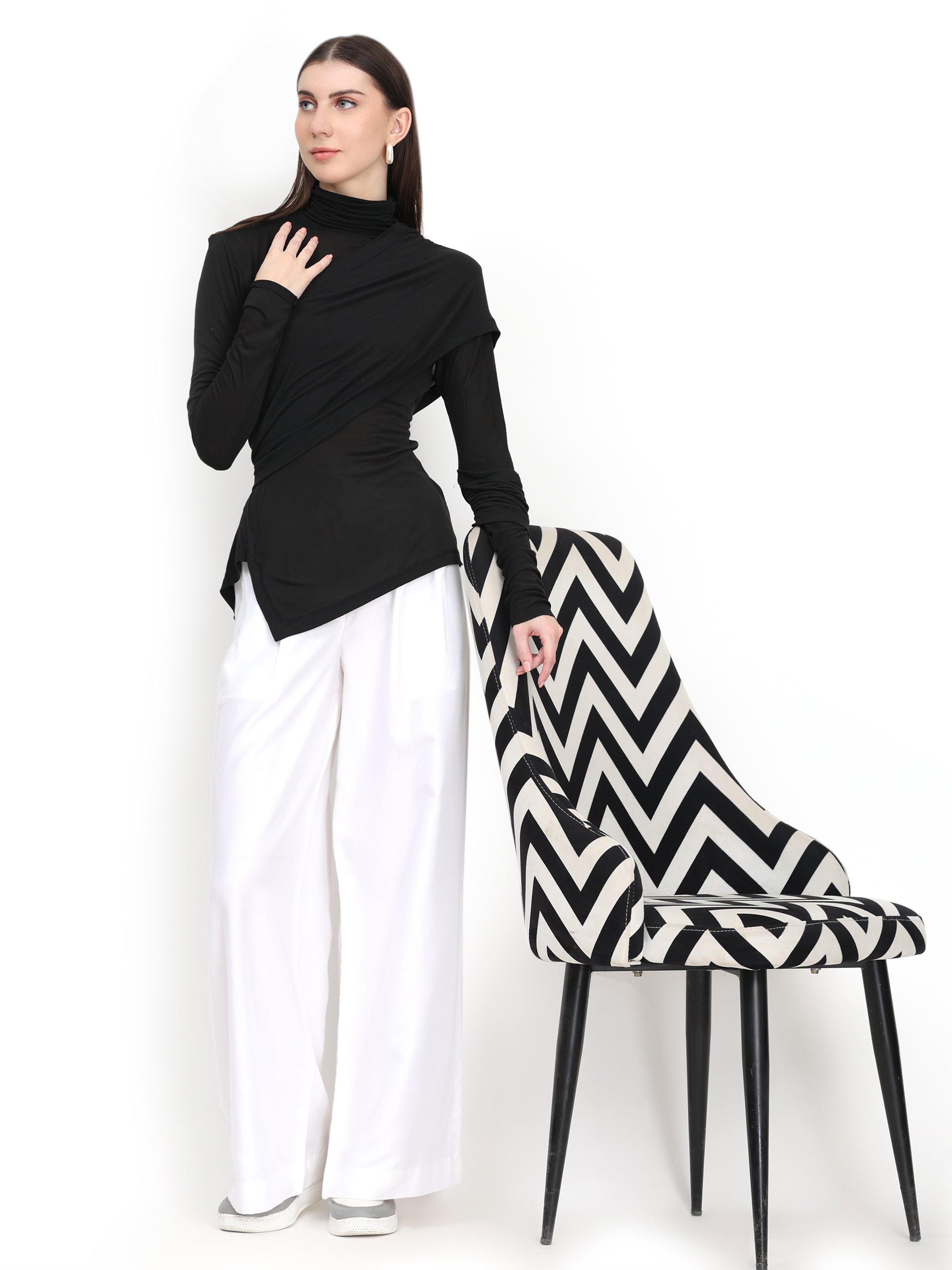 Ivy, Slim Fit Jersey Top (Oil Black) – Kelin